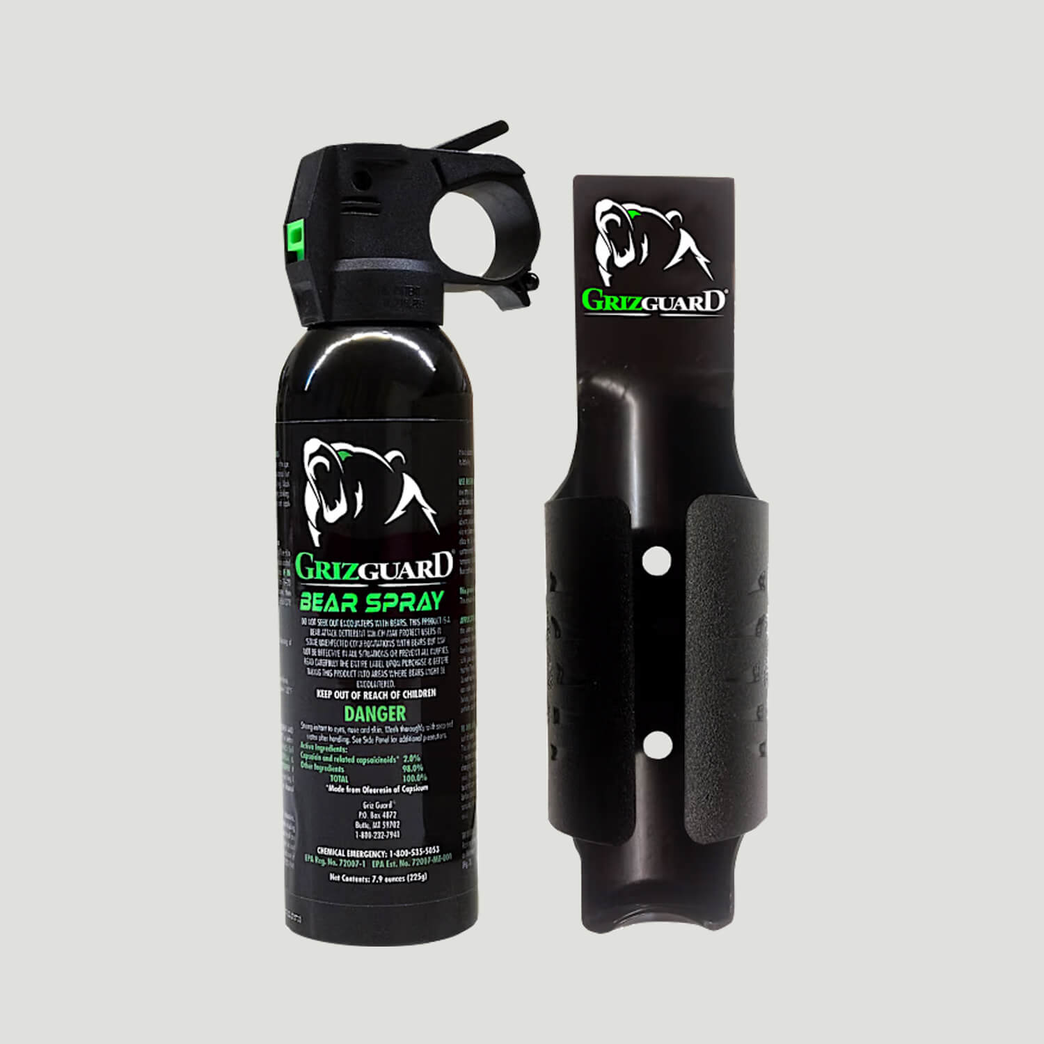 Griz Guard Brand Bear Pepper Spray w/ Griz Guard Holster 7.9oz-225g ...