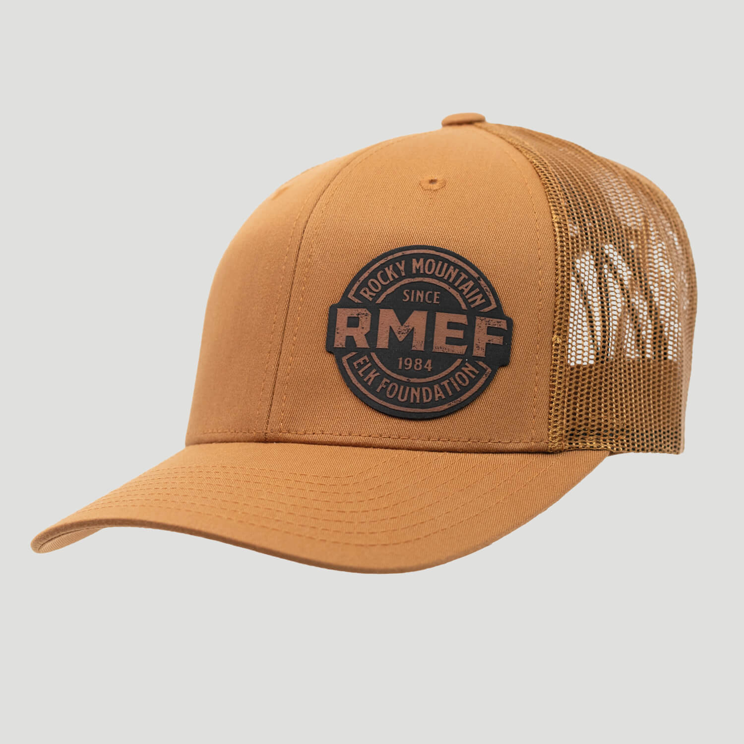 RMEF Caramel Structured Trucker Cap | Shop | Rocky Mountain Elk Foundation